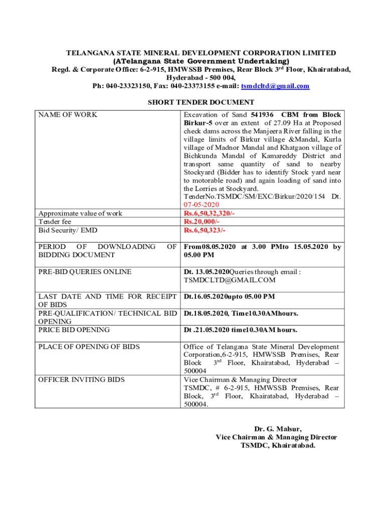 Fillable Online (ATelangana State Government Undertaking) Fax Email ...
