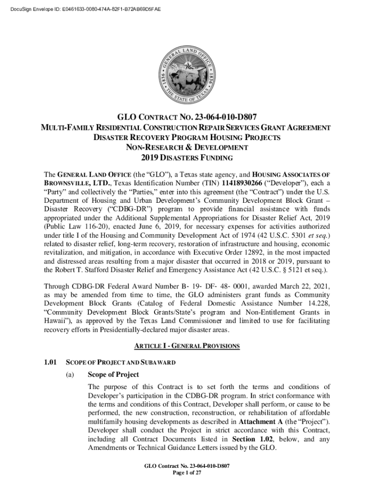 Fillable Online GLO CONTRACT NO. 23-064-010-D807 Fax Email Print ...