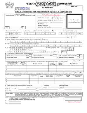 Fillable Online Federal Public Service Commission - Admission ...