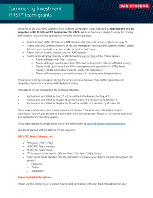 Fillable Online BAE Systems FRC and FTC Grant Application Fax Email ...