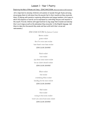 Fillable Online Listen to, recite and perform poems, chants, rhymes ...