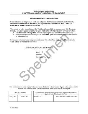 Fillable Online Healthcare Professional Liability Policy Claims-made ...