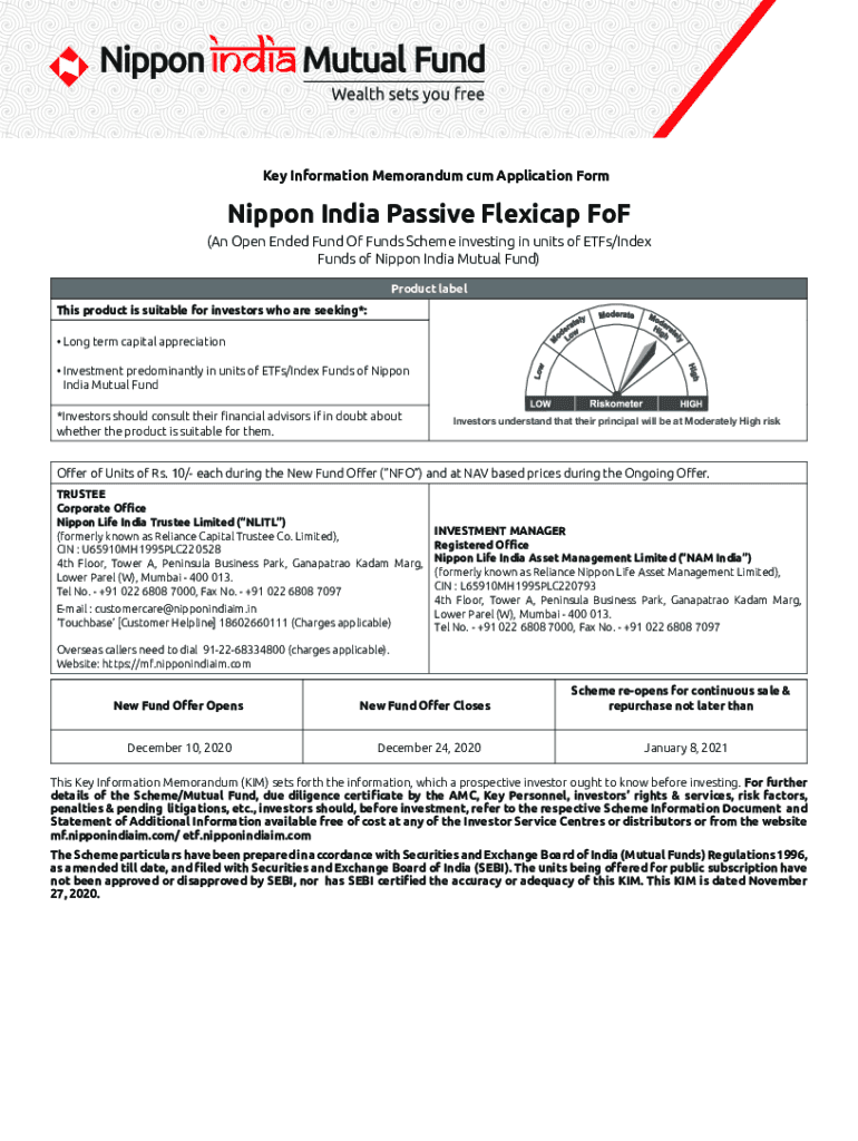 Fillable Online Notice and Addendum of Nippon India Mutual Fund Fax ...