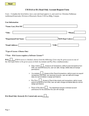 Fillable Online research umd UM BA4 or BA Read Only Account Request ...