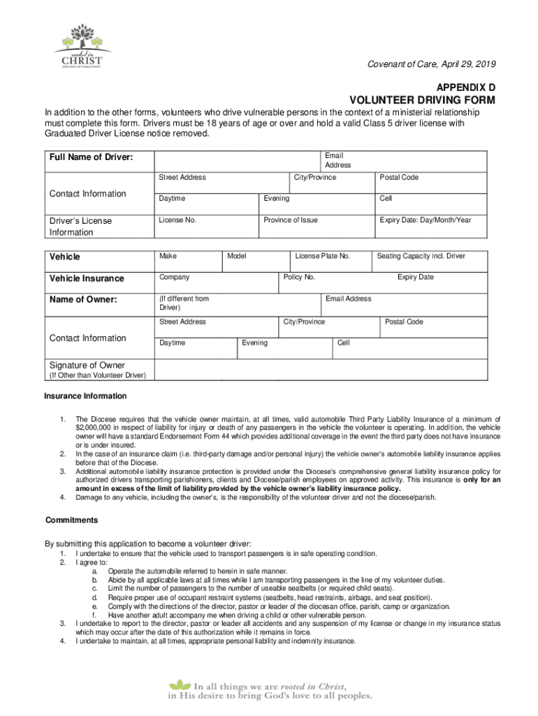 Fillable Online Volunteer Drivers Information Sheet Fax Email Print ...