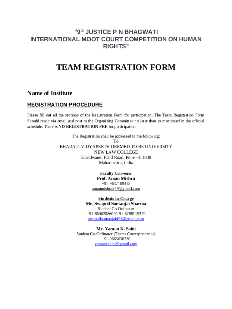 Fillable Online Register: 9th Justice P.N Bhagwati International Moot ...