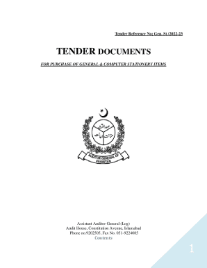 Fillable Online agp gov Tender Reference No; Gen Fax Email Print - pdfFiller
