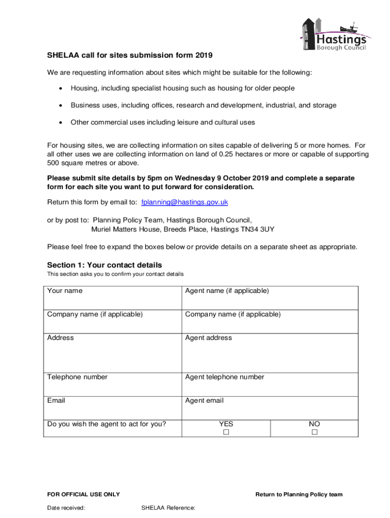 Fillable Online SHELAA Site Submission Form Fax Email Print - pdfFiller