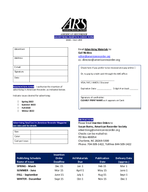 Fillable Online Advertising in American Recorder Magazine Fax Email Print - pdfFiller