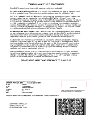 Fillable Online Motor Vehicle Information for New Residents - PA DMV ...