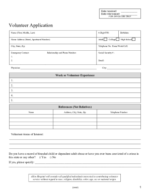 Fillable Online Student Volunteer Application Form - UnityPoint Health ...
