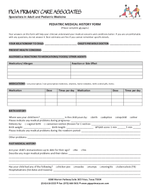 Fillable Online Adult History Form - Piga Primary Care Fax Email Print ...