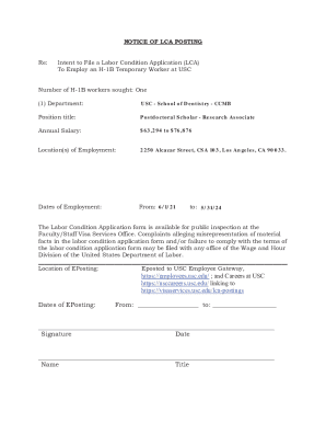 Fillable Online Notice of Filing of Labor Condition Application (H-1B ...