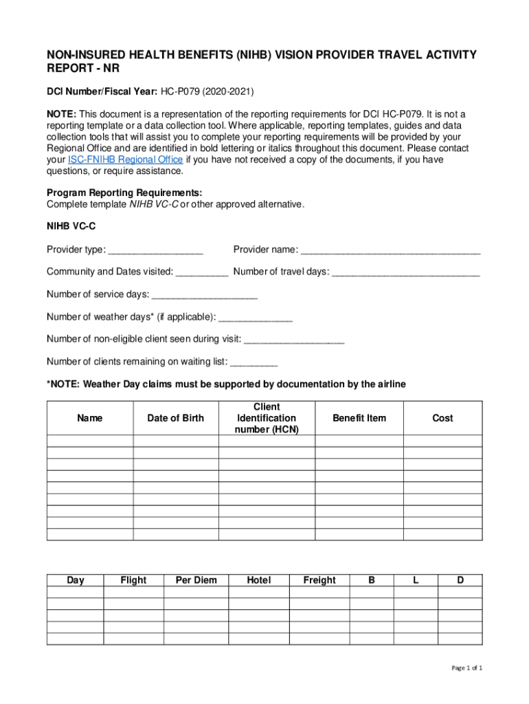 Fillable Online The Non-Insured Health Benefits (NIHB) Program Eye and ...