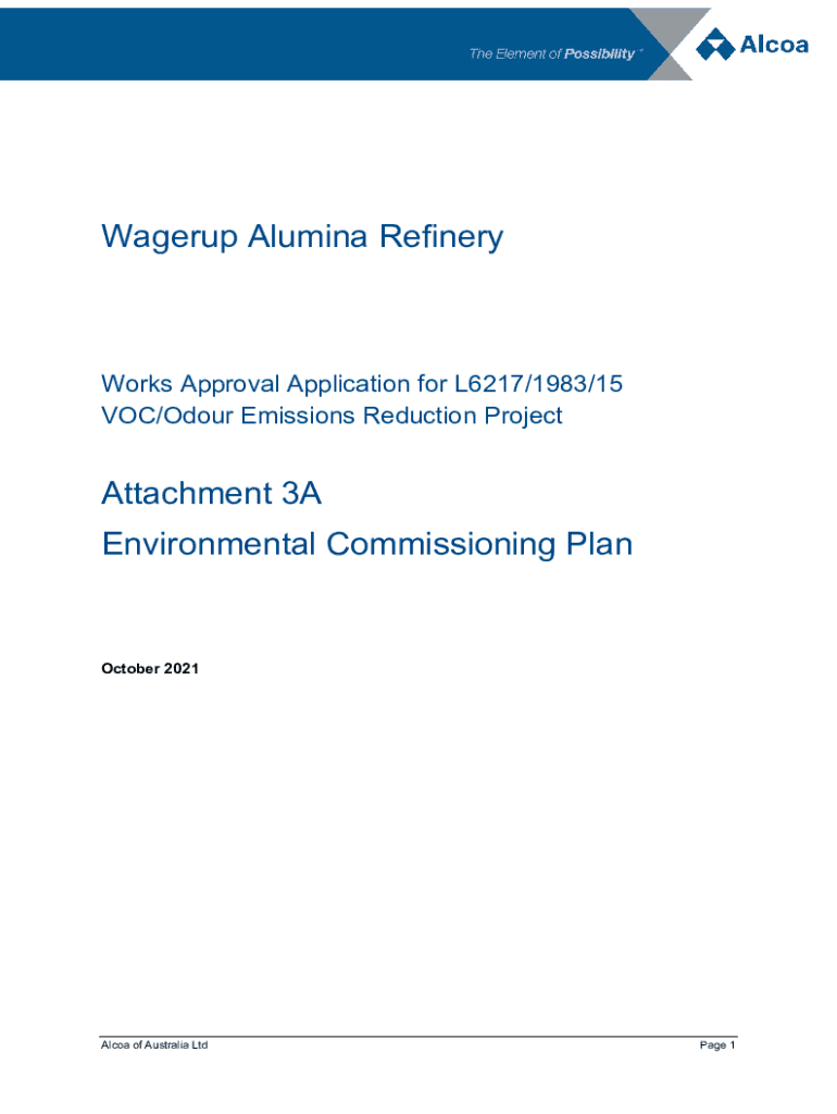 Fillable Online Alcoa Wagerup Refinery Efficiency Project Current ...