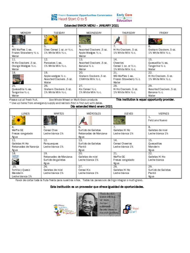 Fillable Online Sample 2-Week Menus - LSU AgCenter Fax Email Print ...