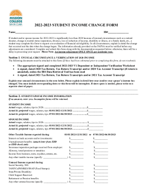Fillable Online 2022-2023 Loss of Income Form - UTSA One Stop Fax Email Print - pdfFiller