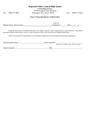 Fillable Online Hopewell Valley Central High School Transcript Request ...