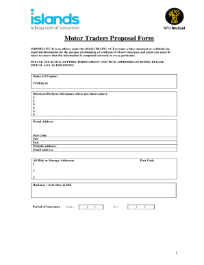 Fillable Online Motor Traders Proposal Form Fax Email Print - pdfFiller