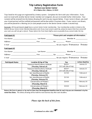 Fillable Online Barbara Lee Senior Center Membership Registration Form ...