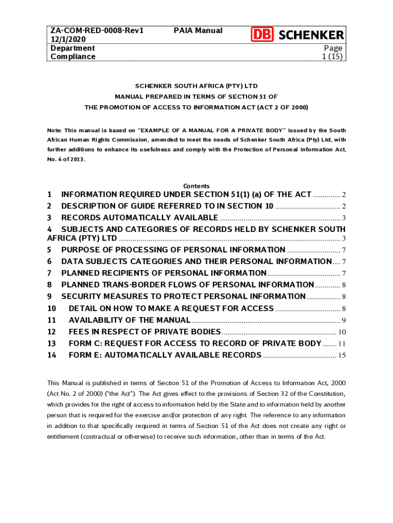 Fillable Online Promotion of Access to Information Manual - SITA Fax ...