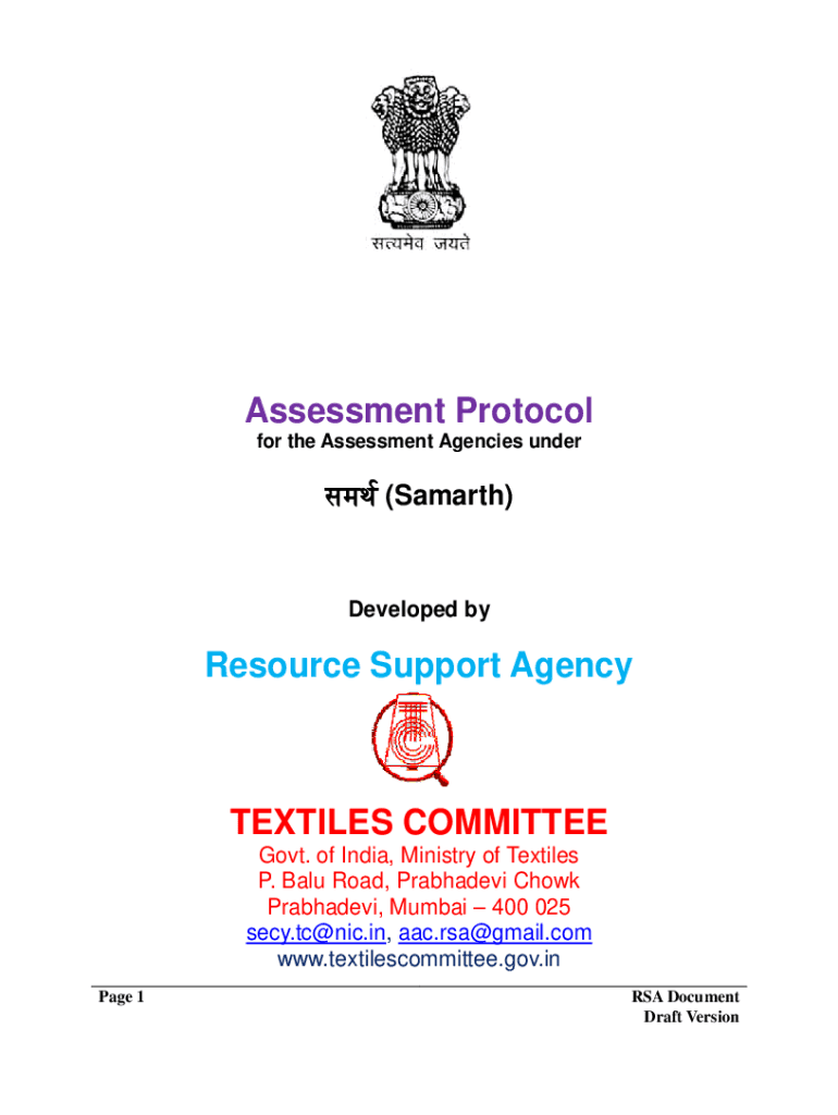 Fillable Online Assessment Protocol Resource Support Agency TEXTILES ...