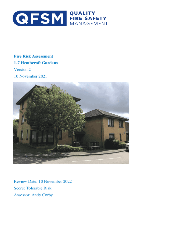 Fillable Online Fire Risk Assessment 1-7 Heathcroft Gardens Version 2 ...