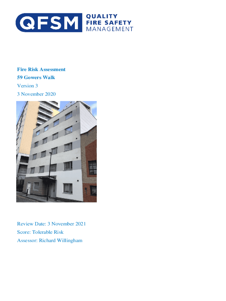 Fillable Online Fire Risk Assessment 59 Gowers Walk Version 3 Fax Email ...