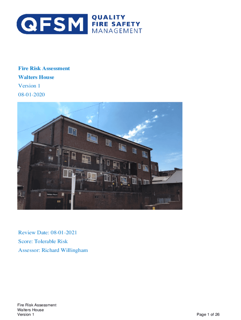 Fillable Online Fire Risk Assessment Walters House Version 1 Fax Email ...