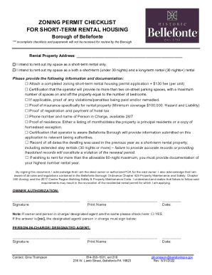 Fillable Online ZONING PERMIT CHECKLIST FOR SHORT-TERM RENTAL ... Fax ...