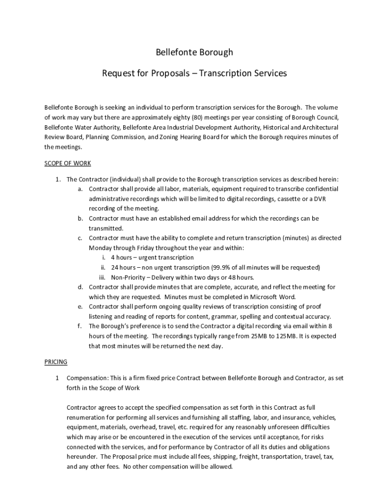 Fillable Online Hansard Transcription Services Request for Proposal Fax ...