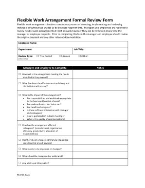 Fillable Online Flexible Work Arrangement Formal Review Form Fax Email ...
