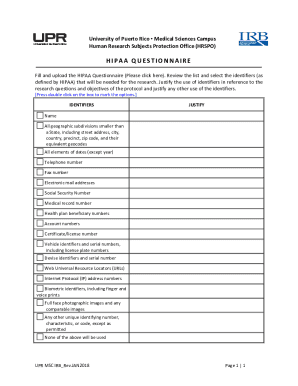 Fillable Online HIPAA QUESTIONNAIRE Fax Email Print - pdfFiller