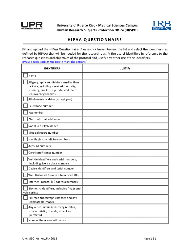Fillable Online HIPAA QUESTIONNAIRE Fax Email Print - pdfFiller