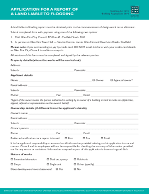 Fillable Online Building in areas liable to flooding - application ...