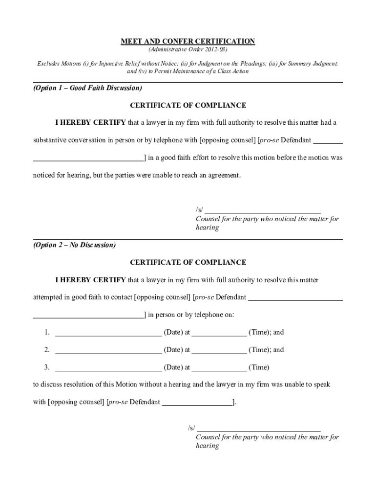 Fillable Online LR 7.1 CIVIL MOTION PRACTICE (a) Meet-and-Confer ...
