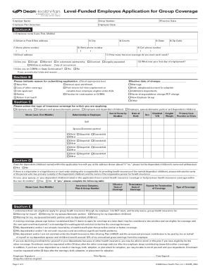 Fillable Online Dean Health Plan ASO Level Funded Employee Application ...
