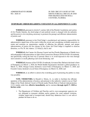 Fillable Online Temporary Order Regarding Visitation in all Dependency ...