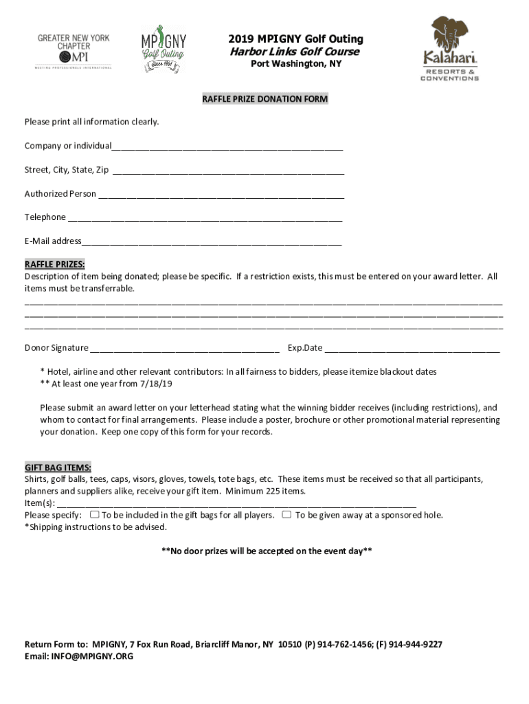 Fillable Online raffle prize donation form Fax Email Print - pdfFiller
