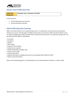 Fillable Online Job Aid: Client Profile Data Entry Fax Email Print ...