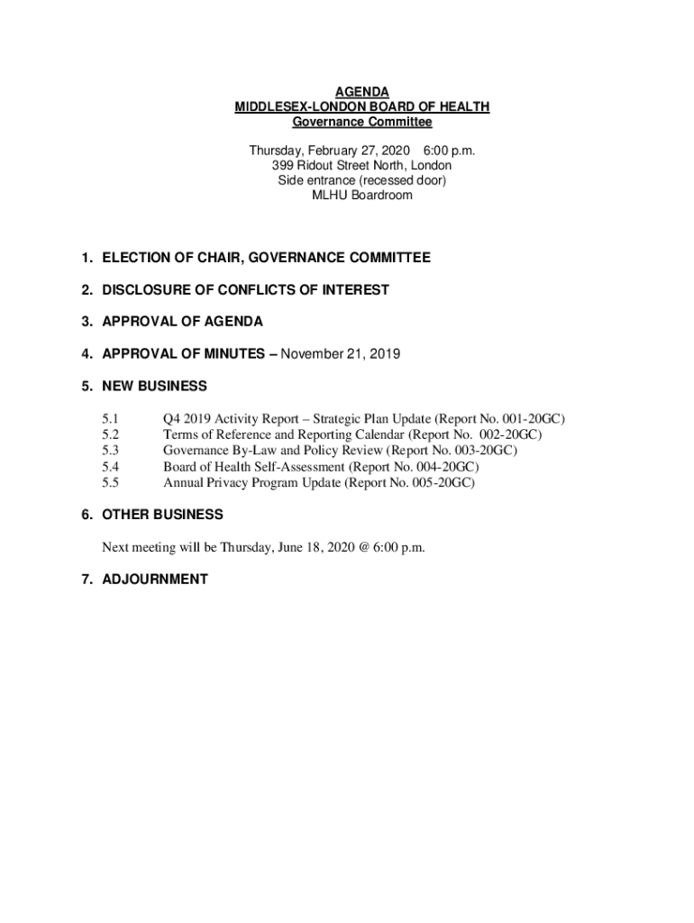 Fillable Online Governance CommitteeMiddlesex-London Health Unit Fax ...