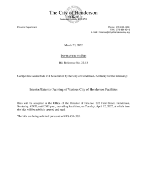 Fillable Online Invitation to Bid - Henderson, KY Fax Email Print - pdfFiller