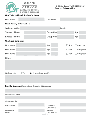 Fillable Online Host Family Application and Agreement Fax Email Print ...