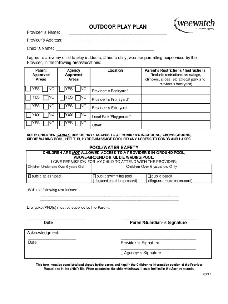 Fillable Online Child Care Facility Handbook (insert date) Fax Email ...