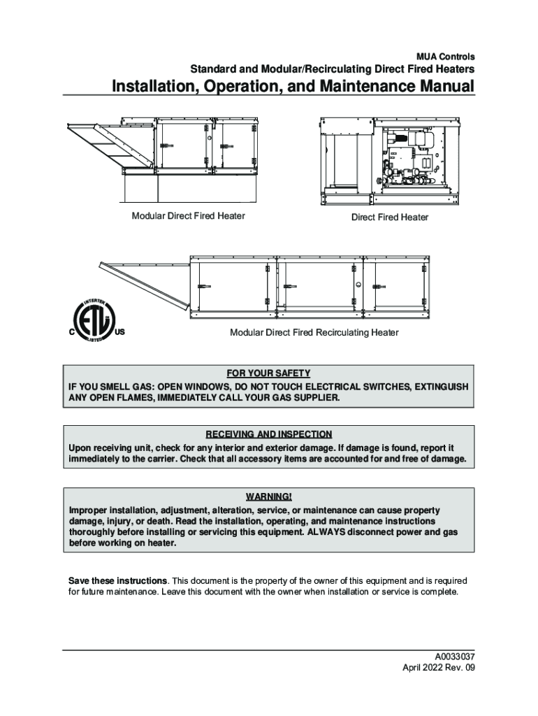 Fillable Online dfch / dfcv series direct gas fired make-up and ...