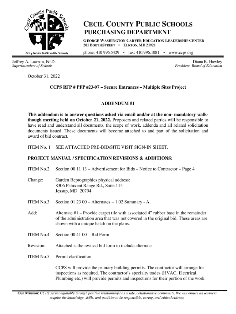 Fillable Online #23-07 Secure Entrances Multiple Sites Project ...