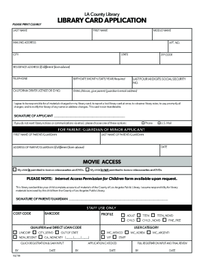 Completable En línea Library Card appLiCation Fax Email Imprimir ...