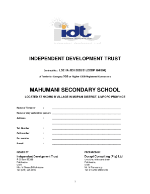 Fillable Online TO: ALL BIDDERS - Independent Development Trust Fax ...