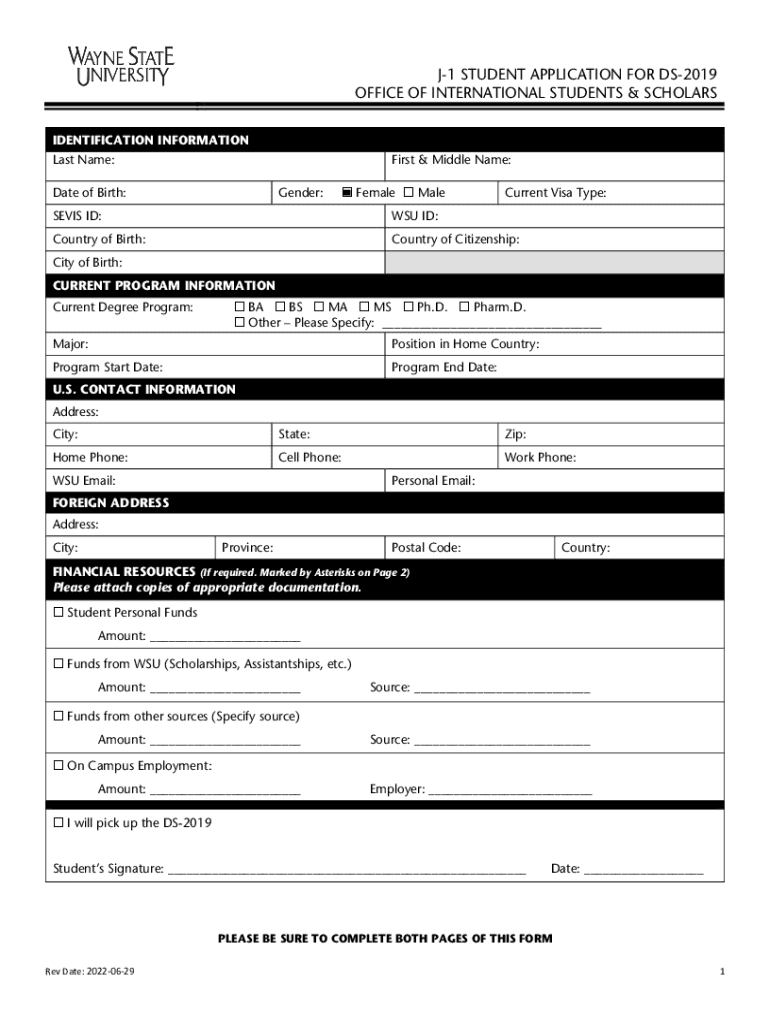 Fillable Online Applying as a J-1 Student - officeofglobalservices Fax ...