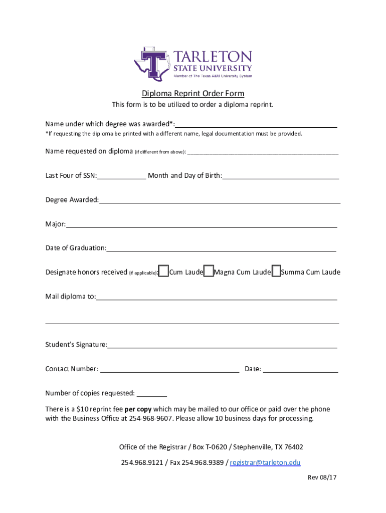 Fillable Online Duplicate Diploma Request Form - Indiana University Kokomo Fax Email Print ...